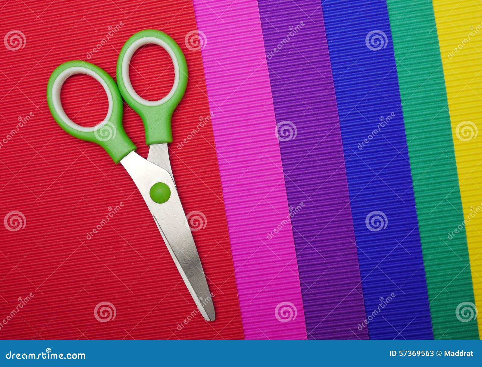 Scissors on Color Paper Background Stock Image - Image of equipment ...