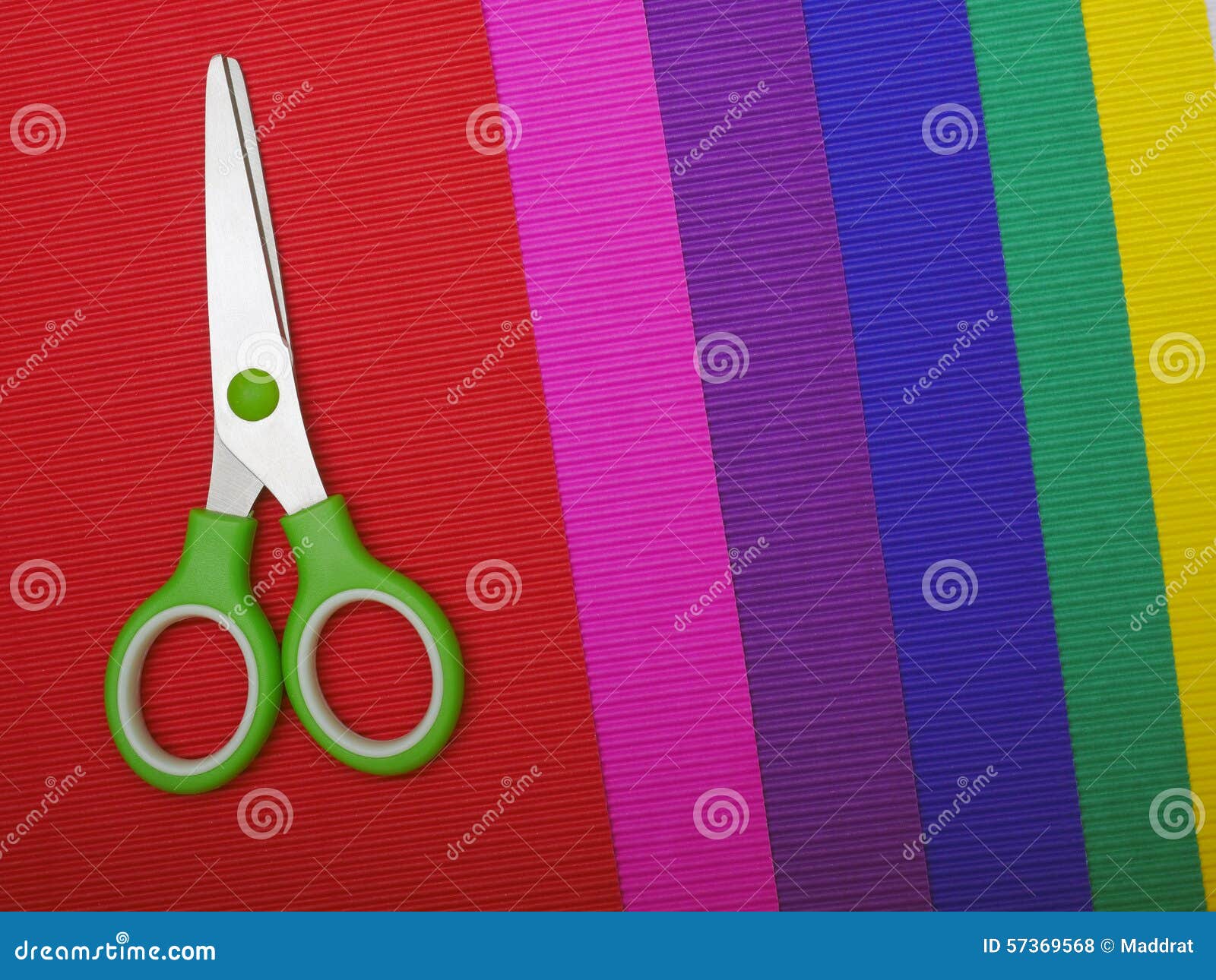 Scissors on Color Paper Background Stock Photo - Image of blue ...