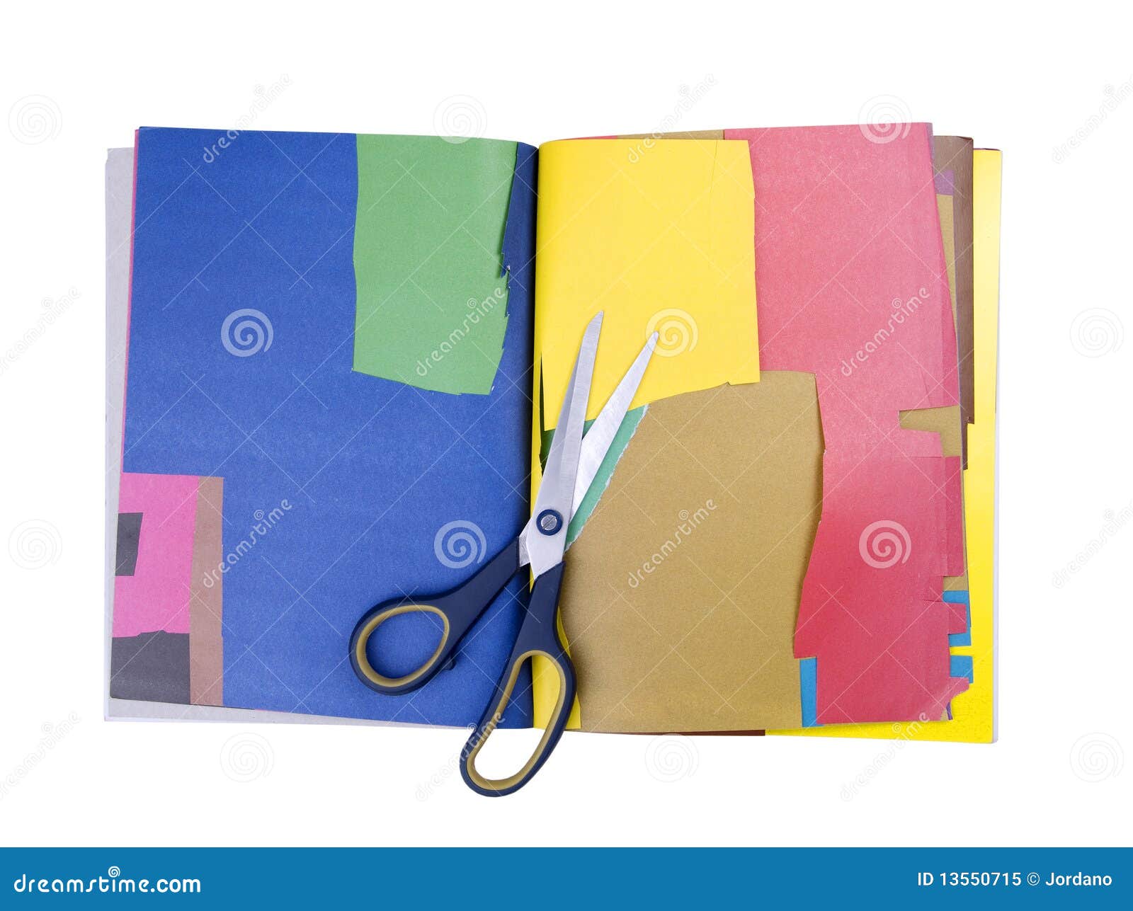 Scissors on Colored Paper on White Stock Image - Image of isolated ...