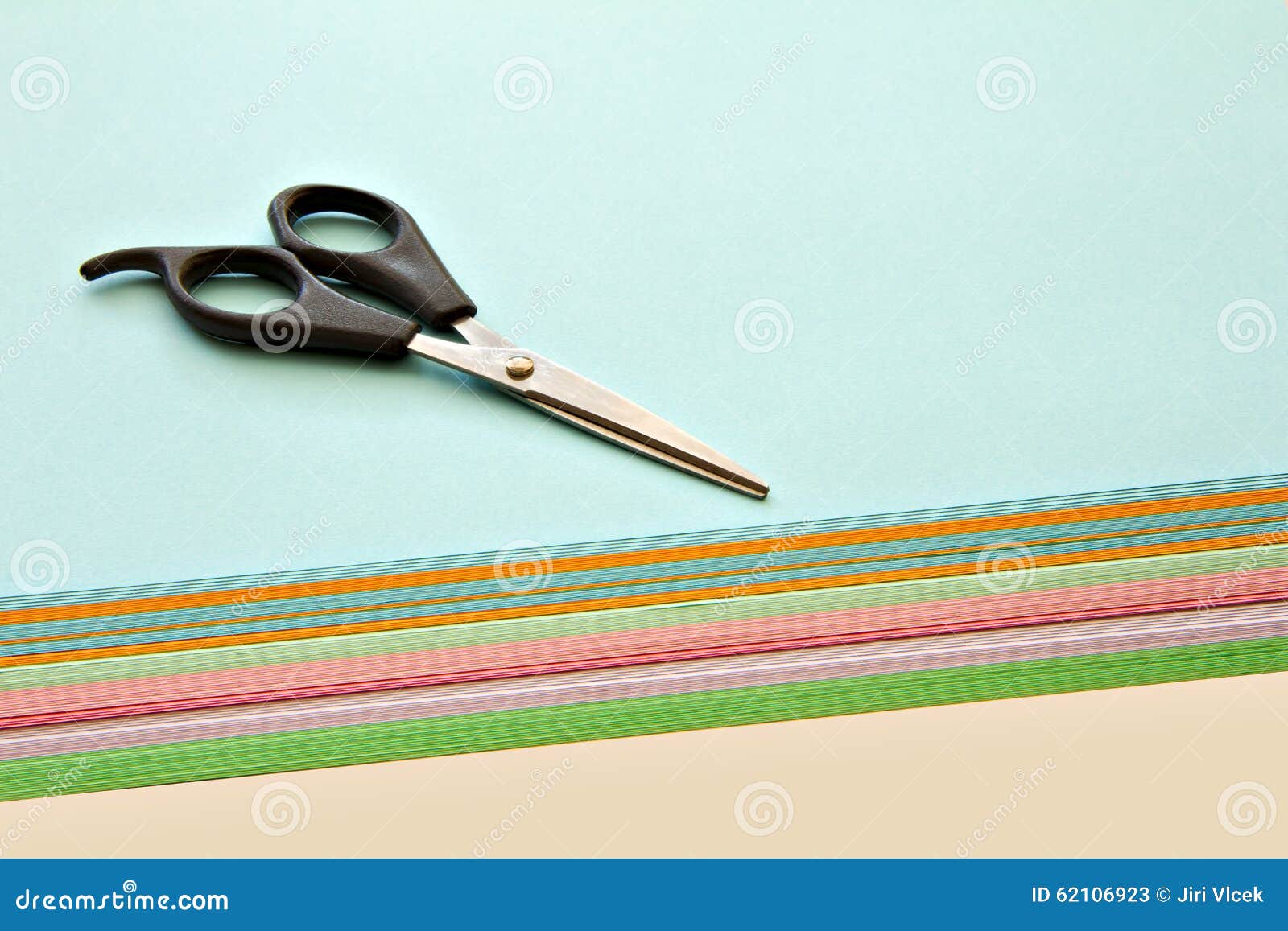 Scissors and Colored Papers Stock Image - Image of black, shape: 62106923