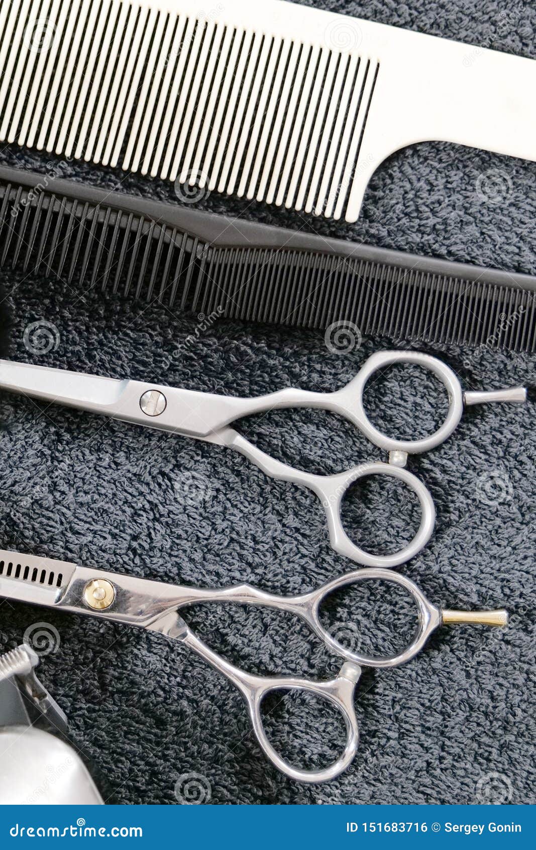 Scissors, Comb on the Barber`s Desk Stock Photo - Image of hairstylist ...