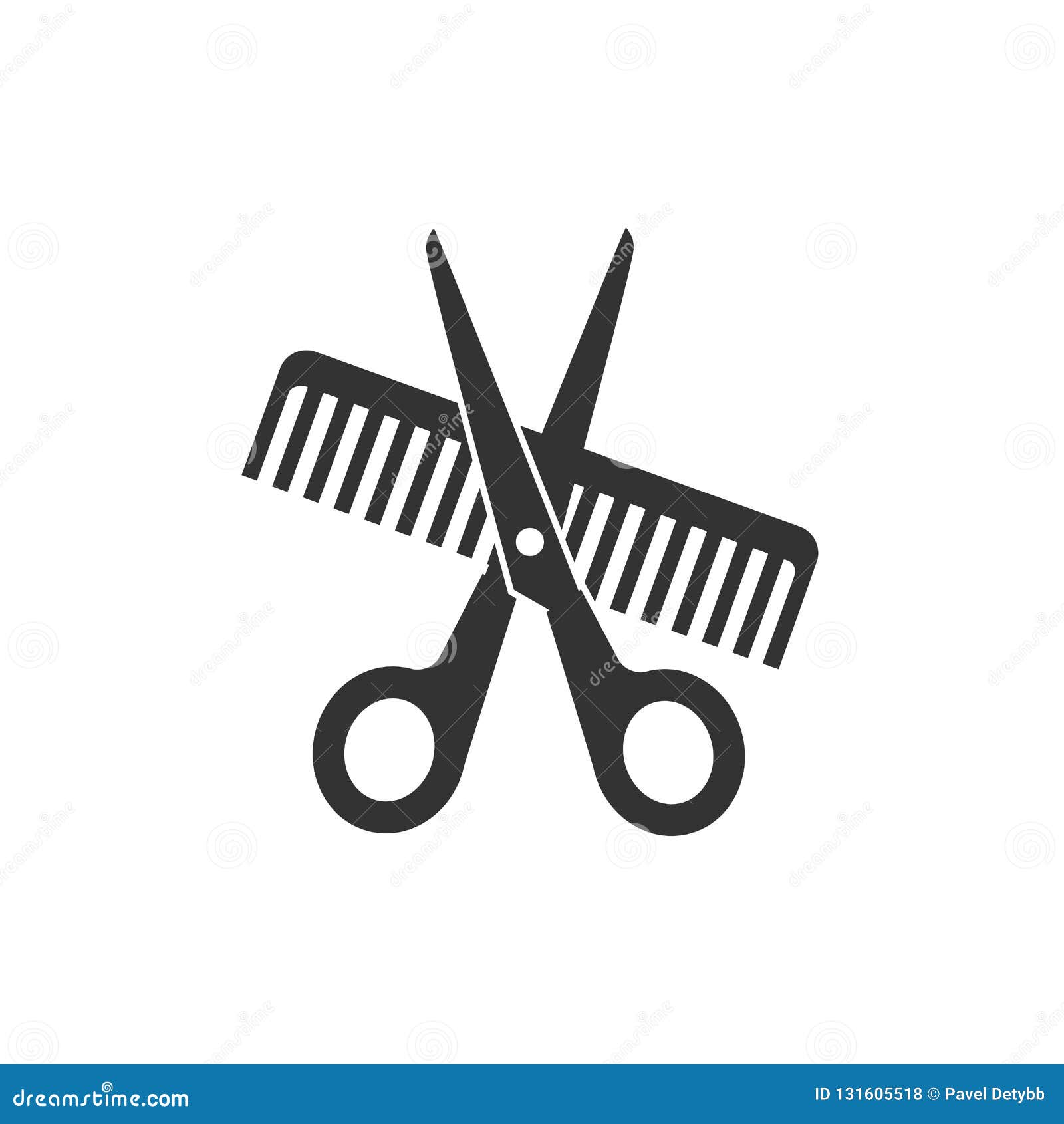 Scissors and Comb Icon. Vector Illustartion, Flat Design. Stock ...