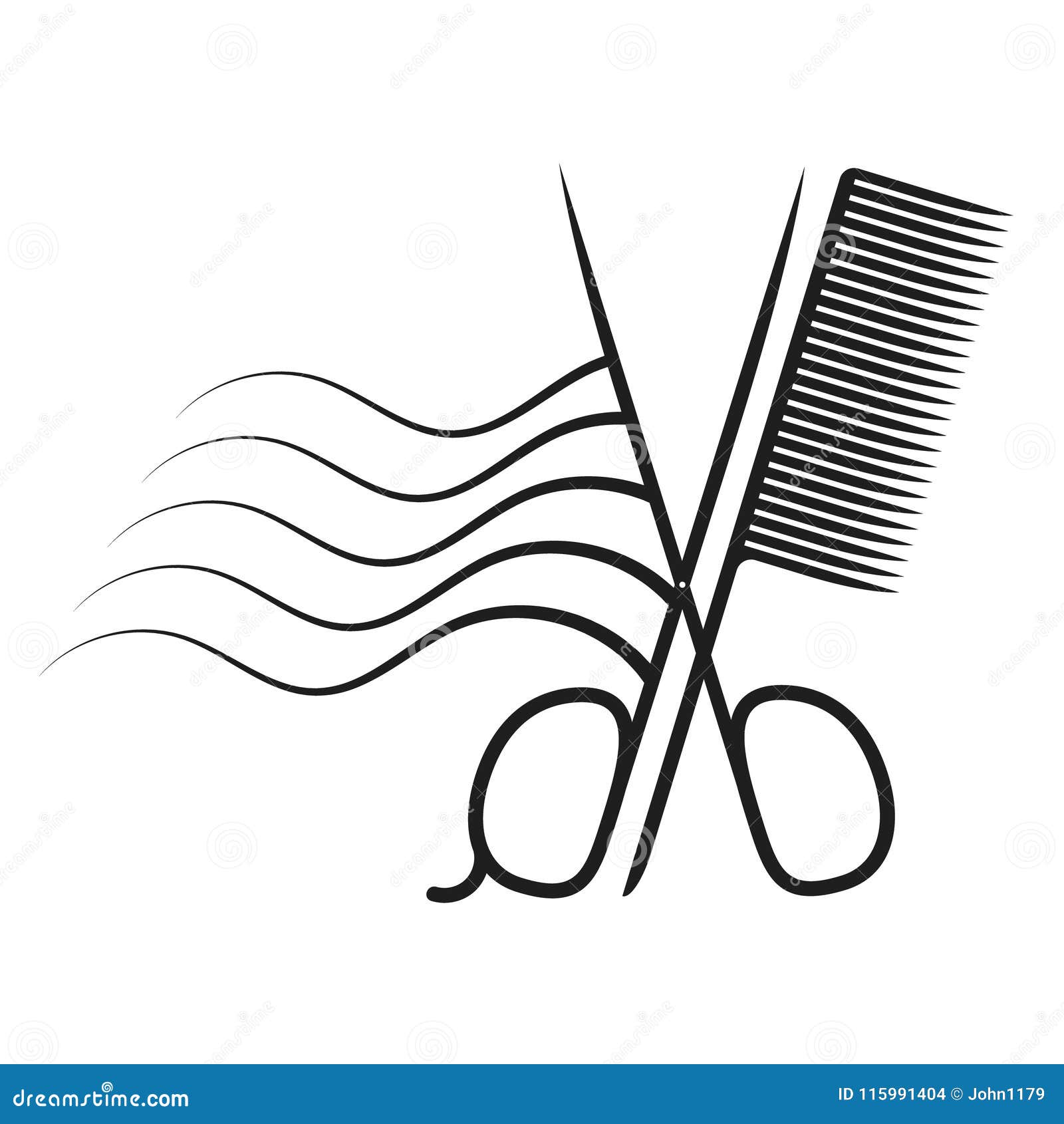 Scissors And Comb Icon, Outline Style Vector Illustration ... Scissors And Comb Icon, Outline Style Vector Illustration ...