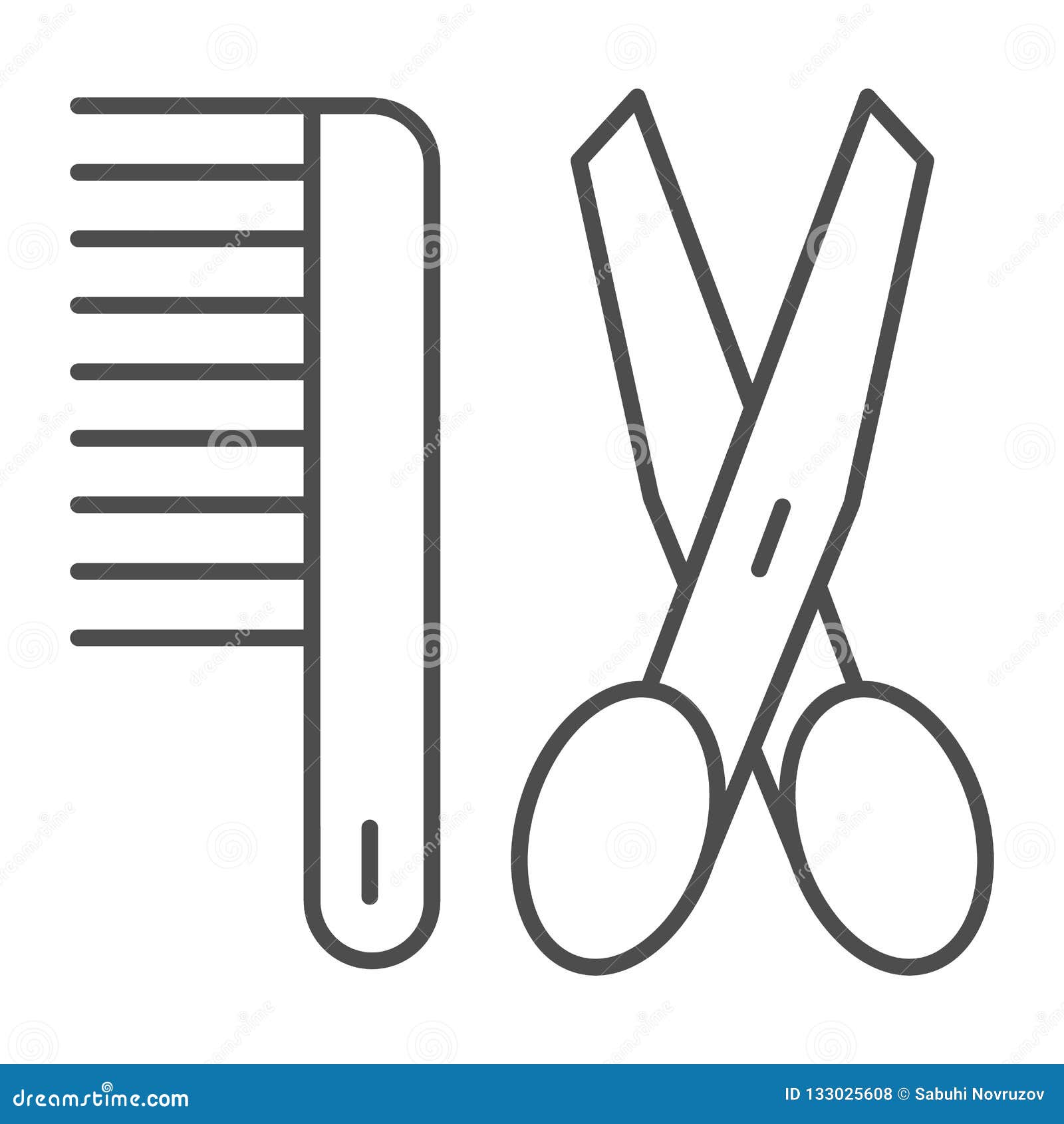 Scissors and Comb Thin Line Icon. Barber Vector Illustration Isolated ...