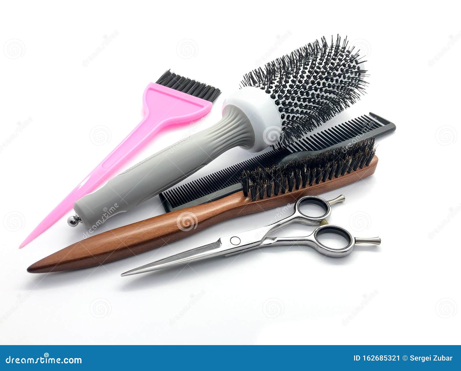 Scissors, Combs and a Brush for Coloring Hair. Stock Image - Image of ...