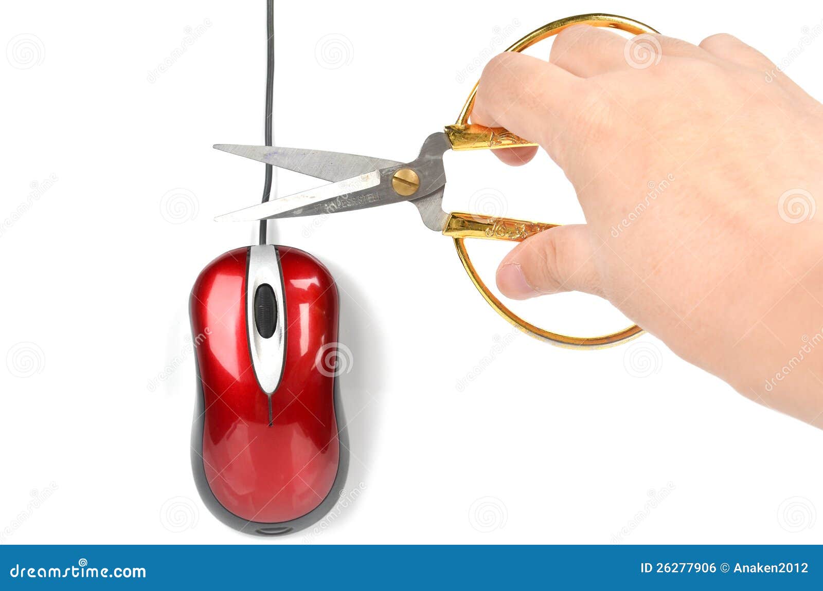 Scissors and Computer Mouse Stock Photo - Image of hand, computer: 26277906