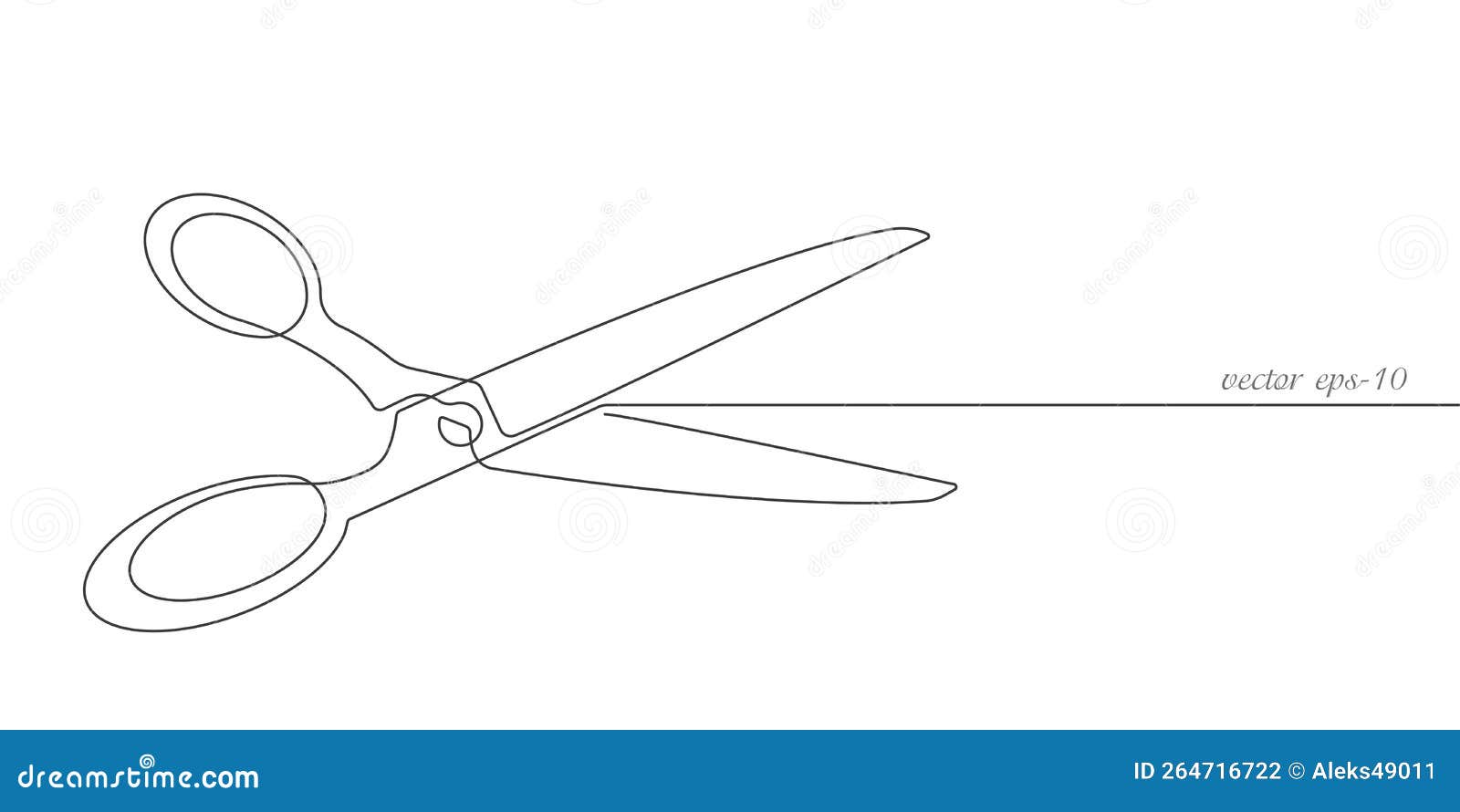 Scissors.Concept Barbershop.Continuous Line Drawing.Vector Illustration ...