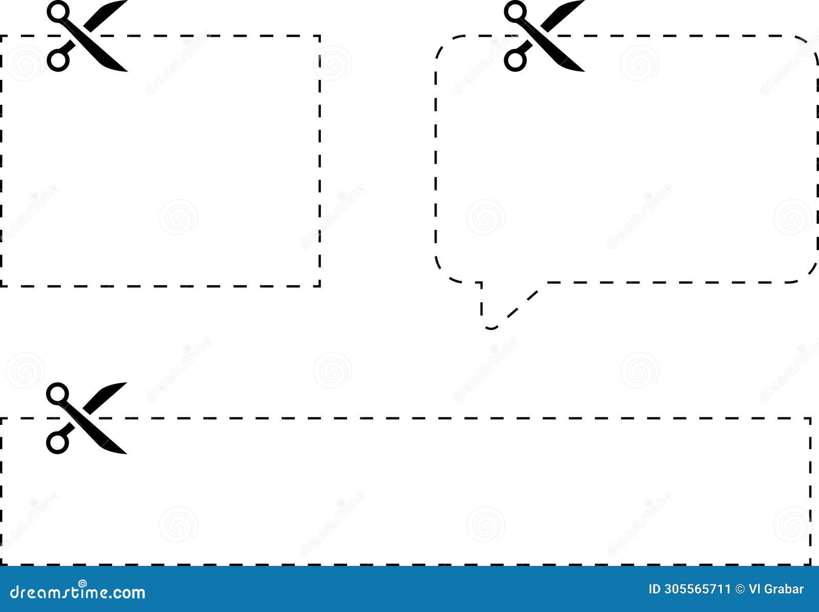 Scissors and Coupon Set, Cut Template with Dashed Line. Gift Coupon ...