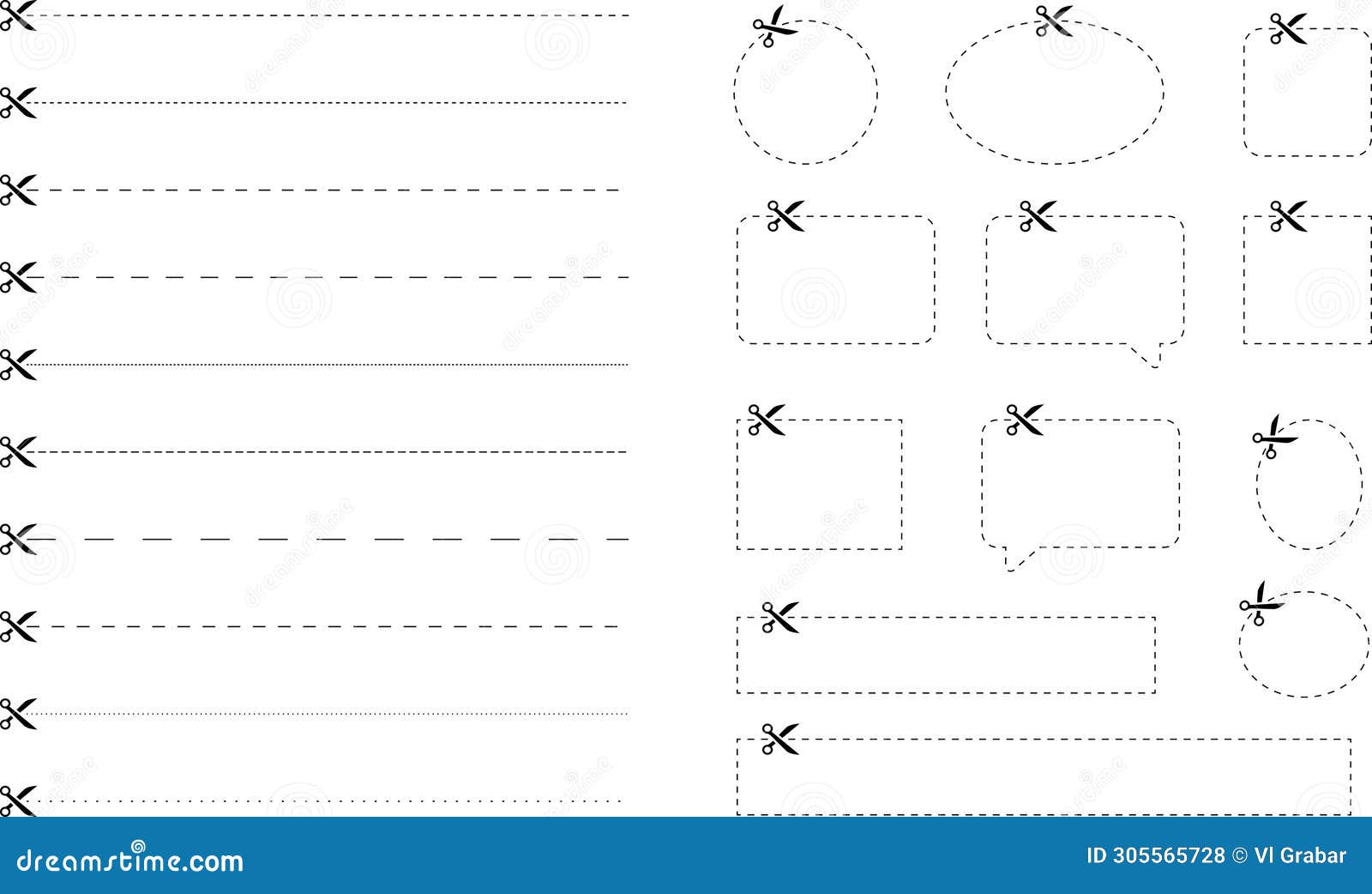 Scissors and Coupon Set, Cut Template with Dashed Line. Gift Coupon ...