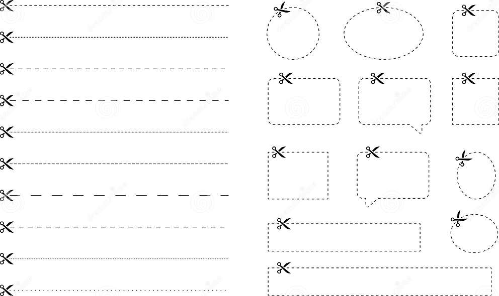 Scissors and Coupon Set, Cut Template with Dashed Line. Gift Coupon ...