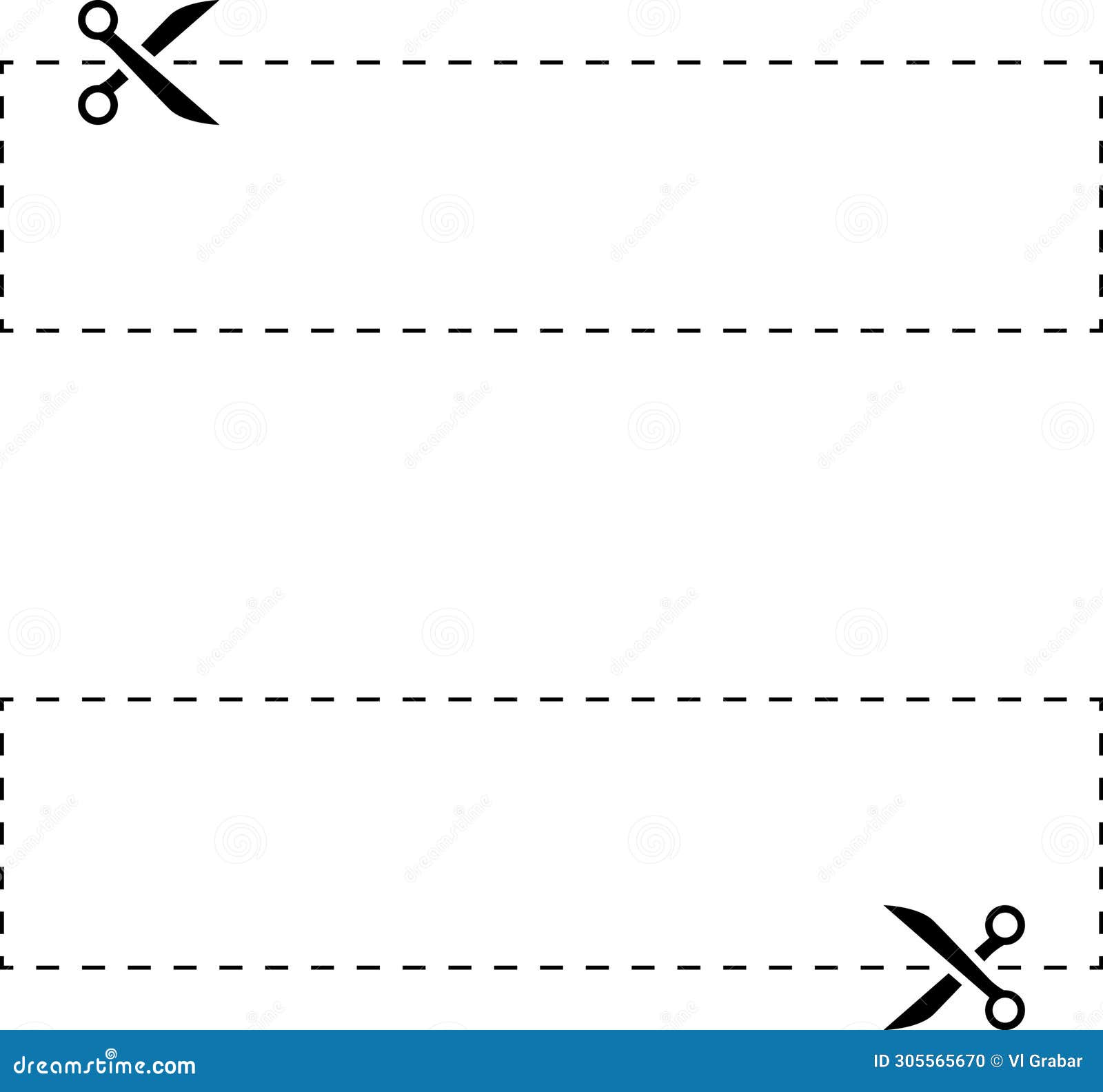 Scissors and Coupon Set, Cut Template with Dashed Line. Gift Coupon ...