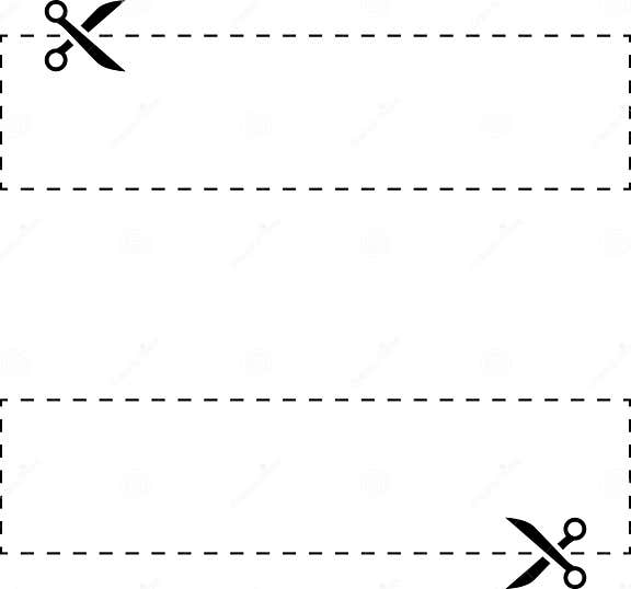 Scissors and Coupon Set, Cut Template with Dashed Line. Gift Coupon ...