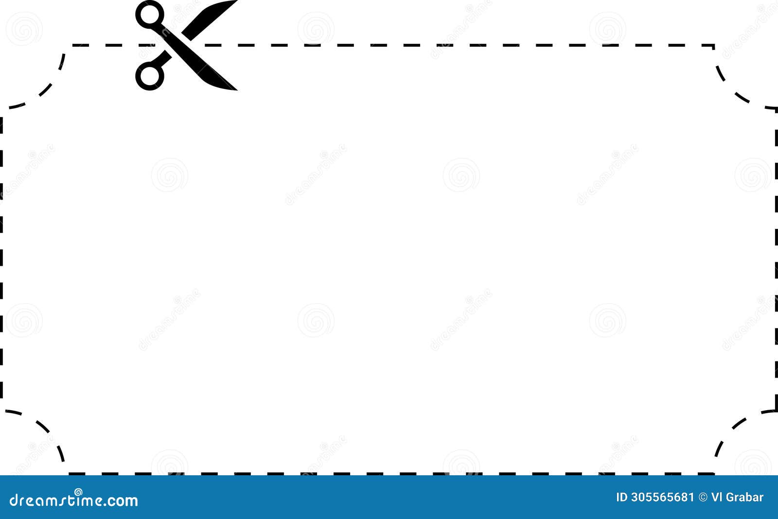 Scissors and Coupon Set, Cut Template with Dashed Line. Gift Coupon ...