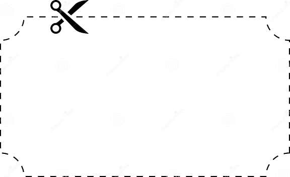 Scissors and Coupon Set, Cut Template with Dashed Line. Gift Coupon ...