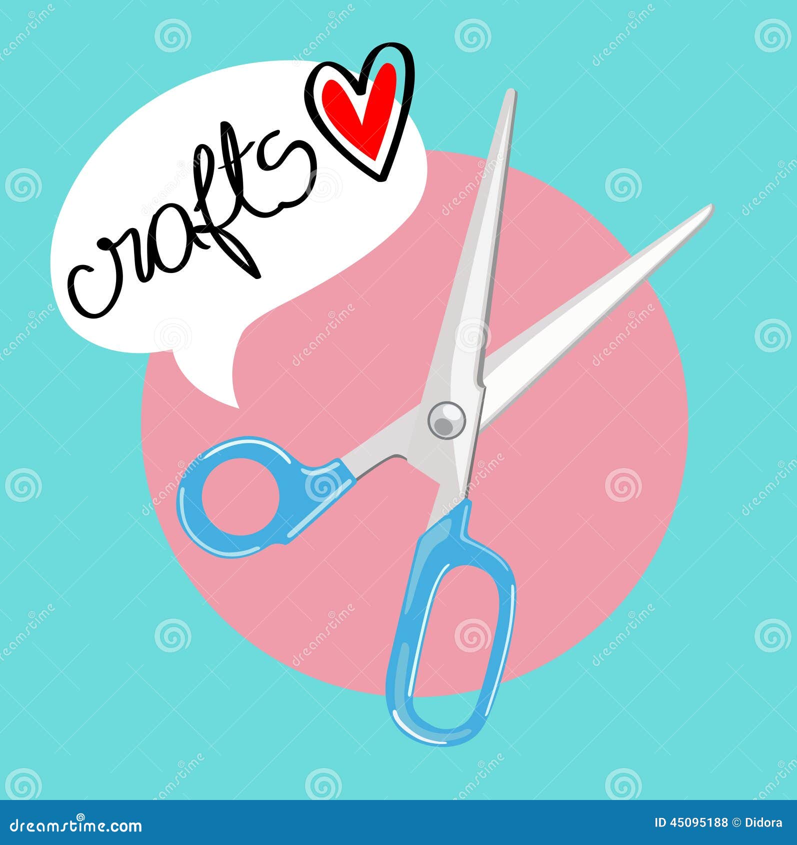 Scissors with with Crafts Love Message Flat Design Stock Illustration ...