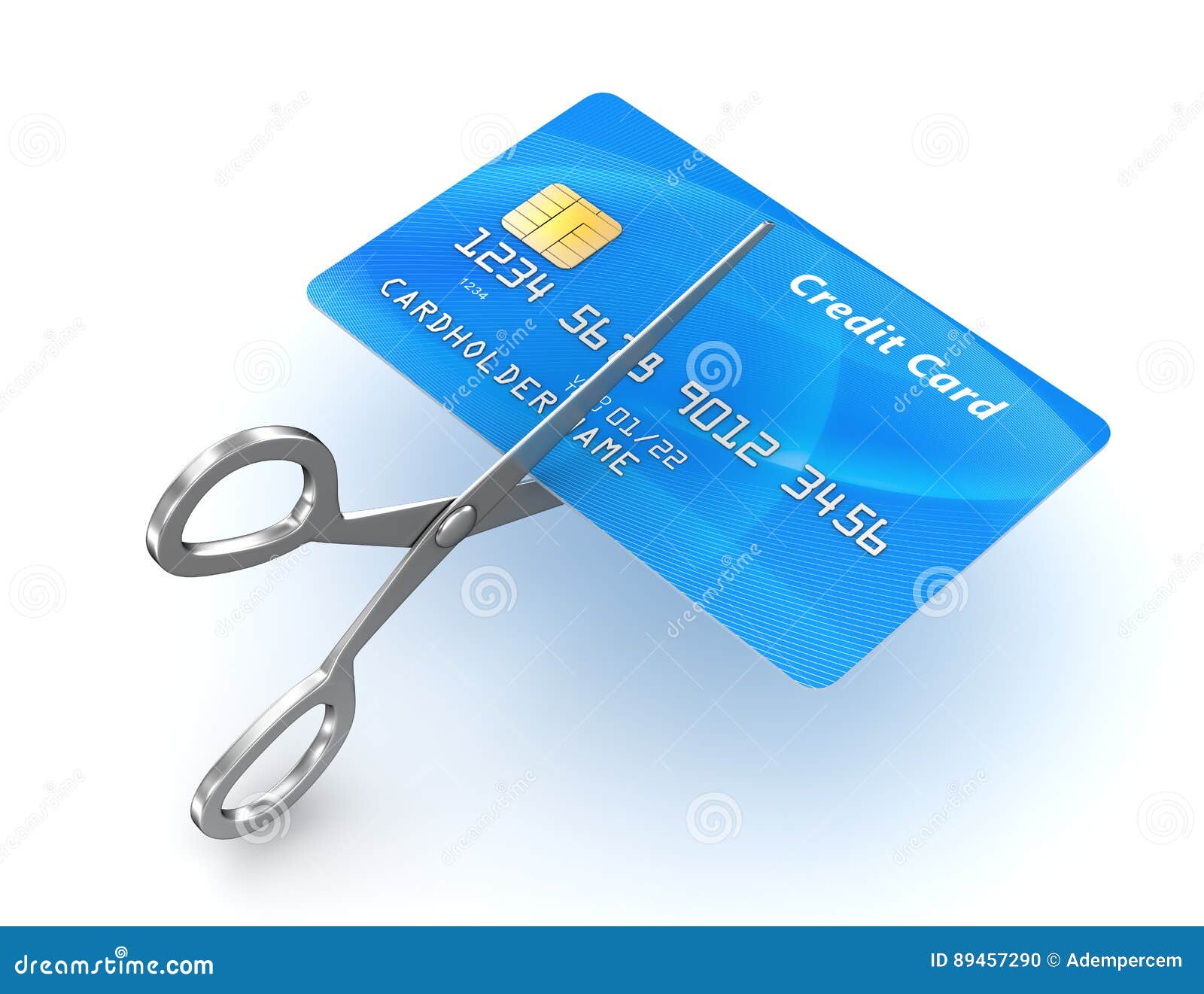 Scissors and Credit Card stock illustration. Illustration of render ...