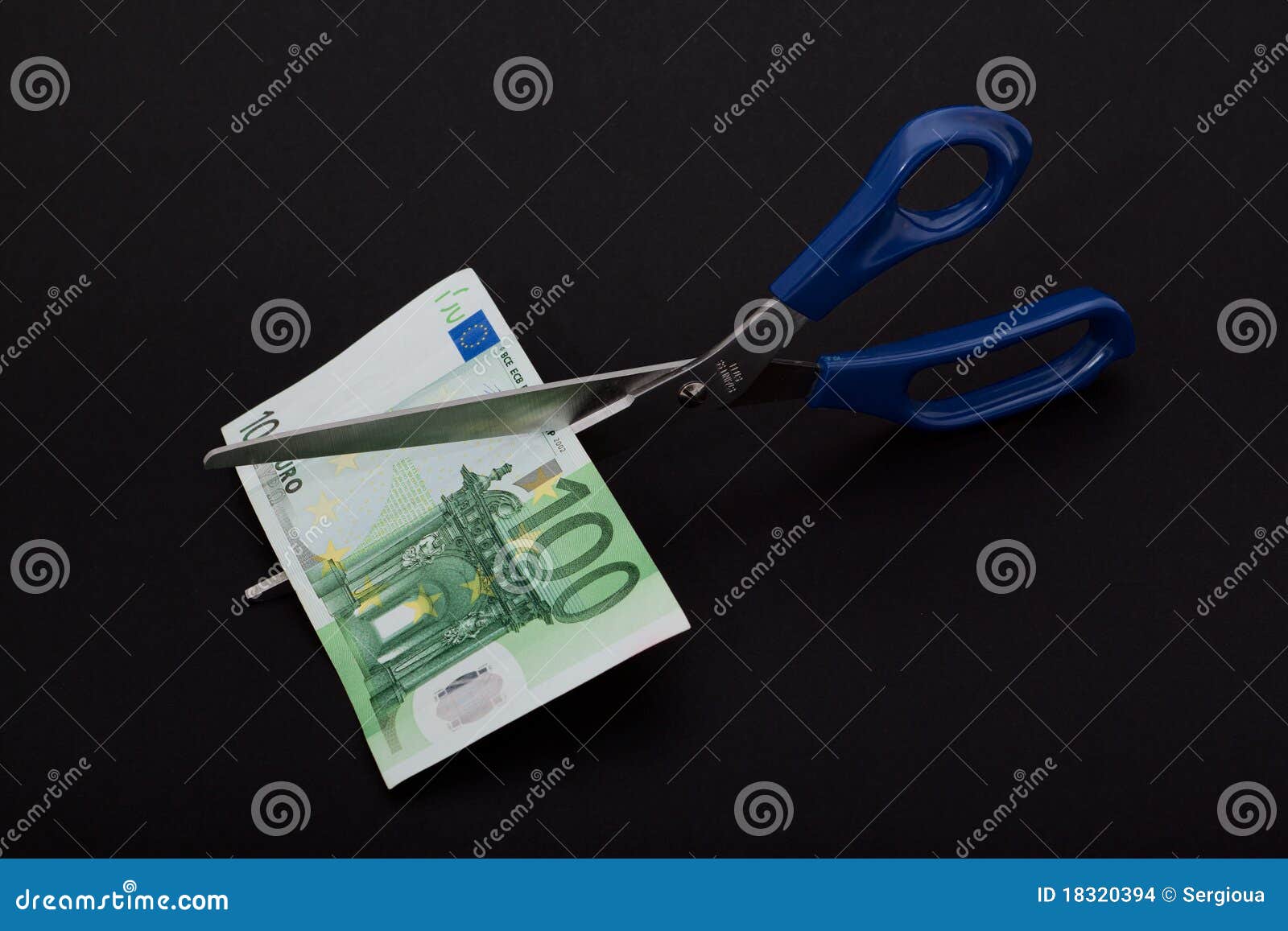 Scissors cut bill stock photo. Image of euro, saving - 18320394