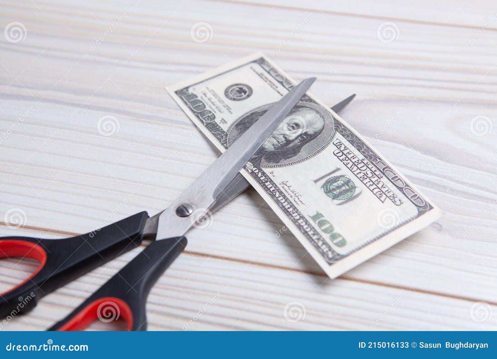 Scissors Cut a Dollar Bill in Half Stock Image - Image of rates, cost ...