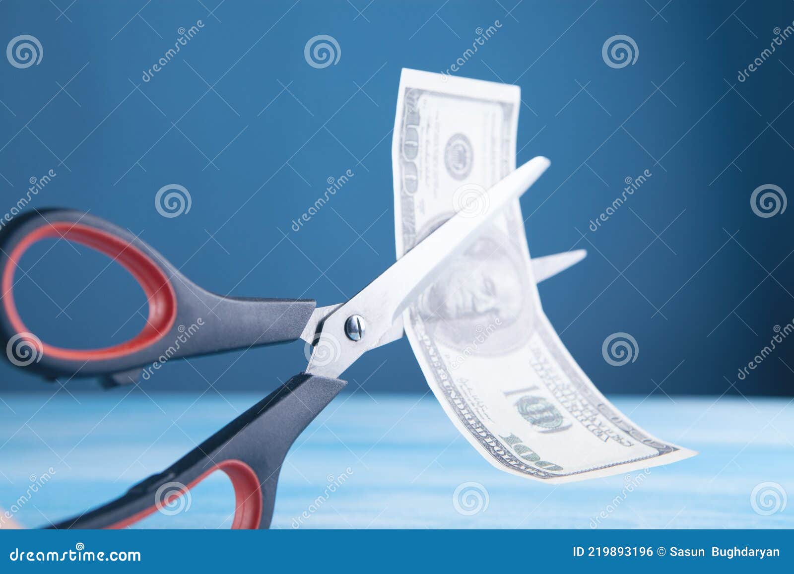Scissors Cut a Dollar Bill in Half Stock Photo - Image of economics ...