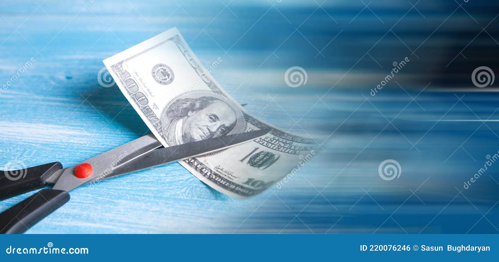 Scissors Cut a Dollar Bill in Half Stock Photo - Image of collect ...