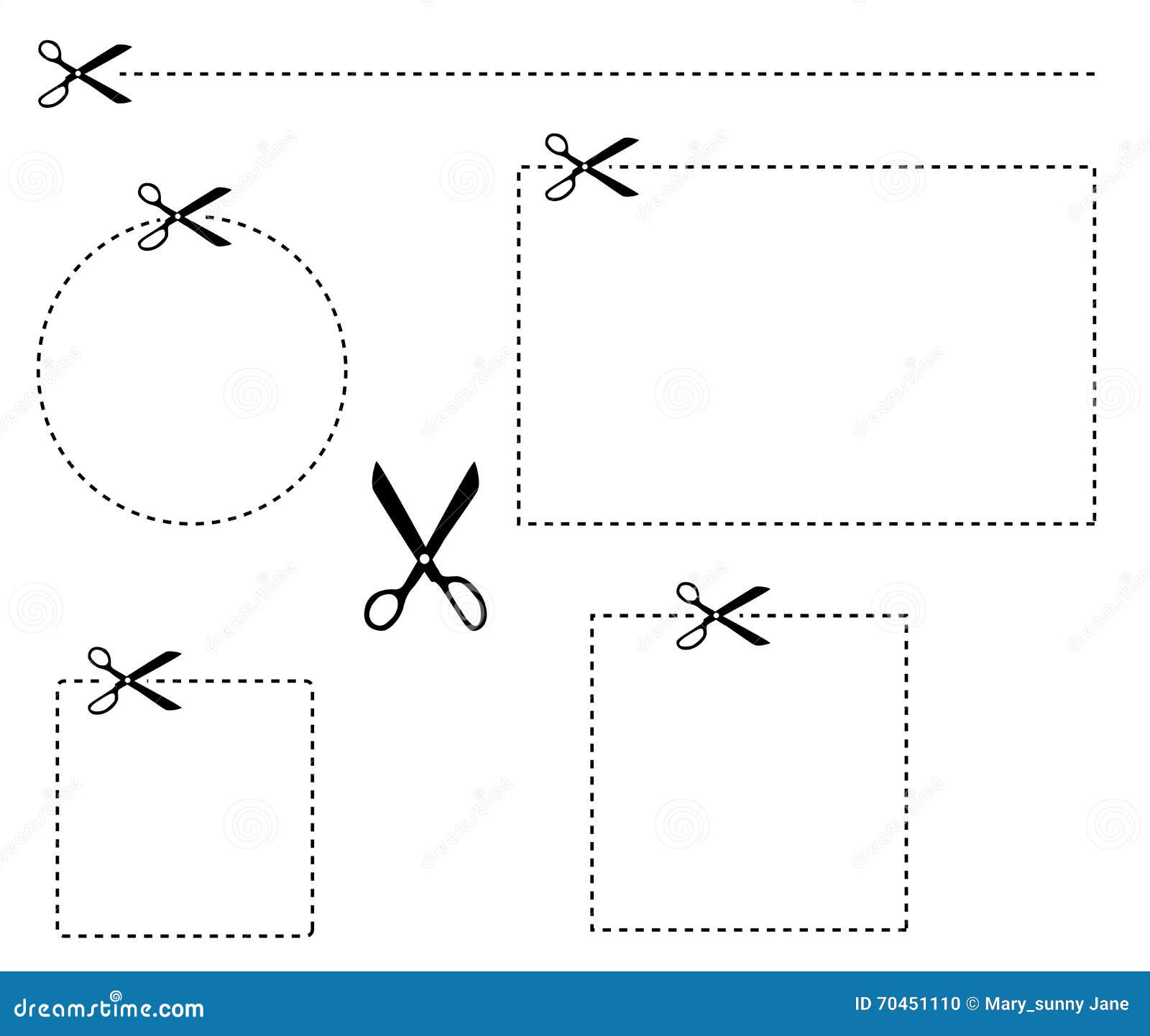 Scissors Cut Dotted Line Stock Vector - Image: 70451110