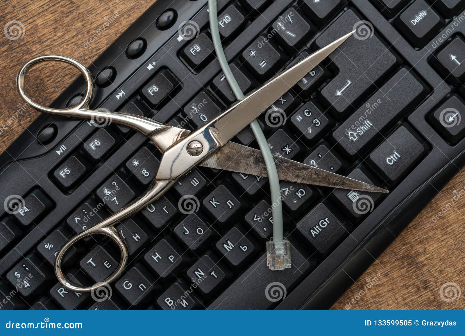 Scissors Cut the Internet Cable Stock Image - Image of save, link ...