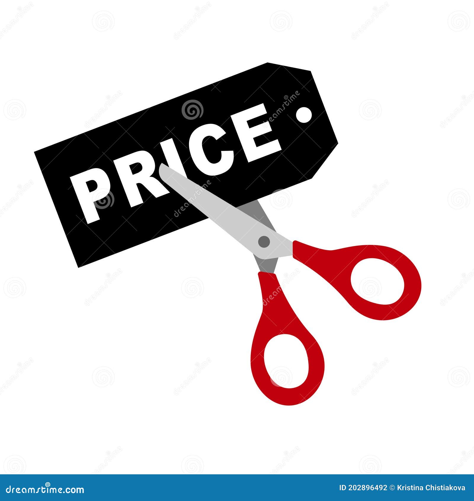 Scissors Cut the Label Price. Vector Illustration Stock Vector ...