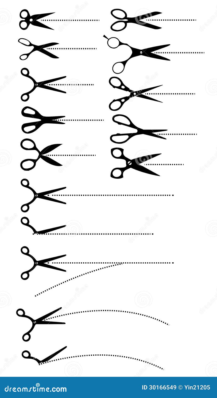 Scissors cut lines stock vector. Illustration of dotted - 30166549