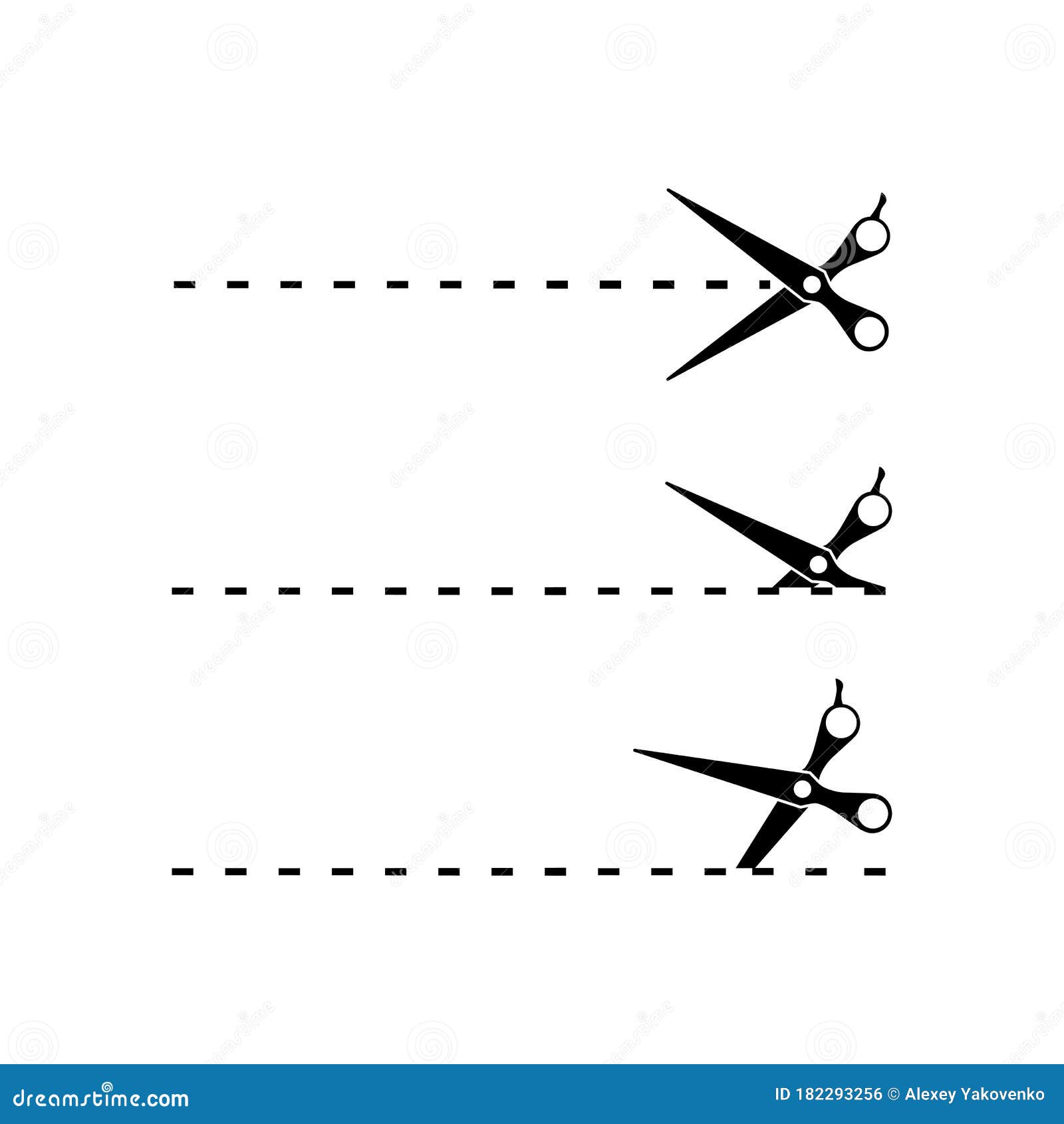 Scissors and Cut Lines Icon on Isolated White Background. EPS 10 Vector ...