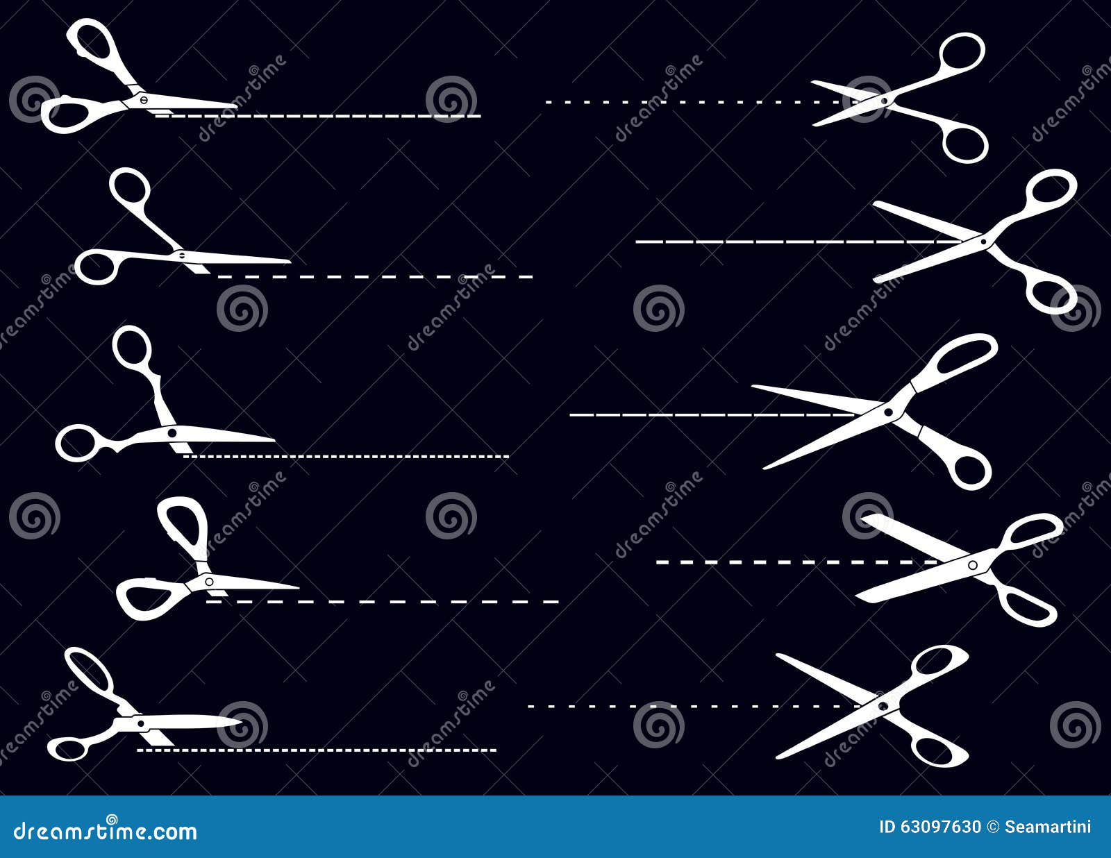 Scissors and Cut Lines Templates Set Design Stock Vector - Illustration ...