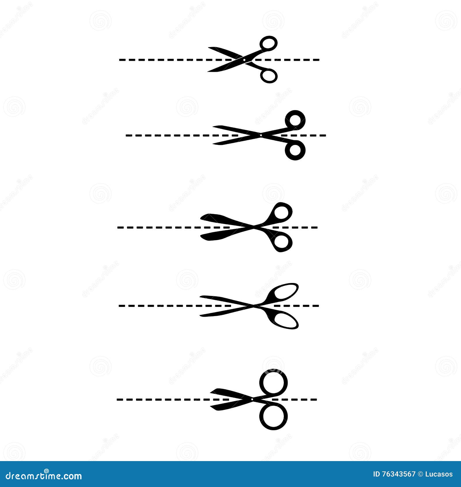 Scissors with cut lines stock vector. Illustration of advertising ...