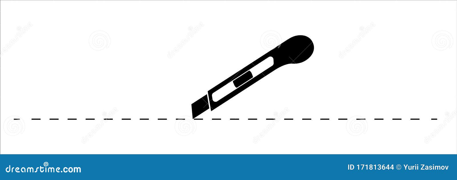 Scissors with Cut Lines. Vector Illustration.Paper Cut Icon with Dotted ...