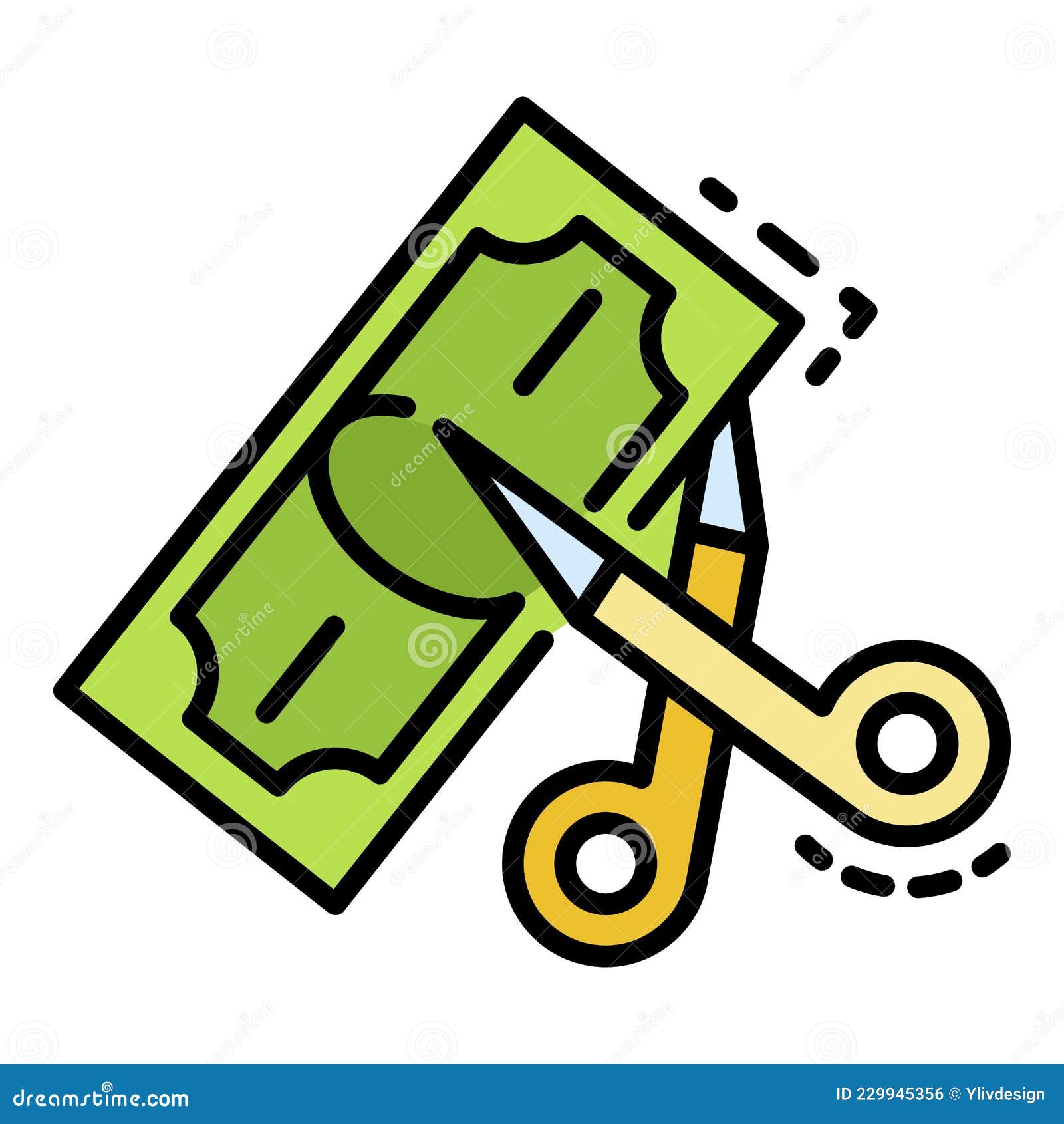 Scissors Cut Money Icon Color Outline Vector Stock Vector ...