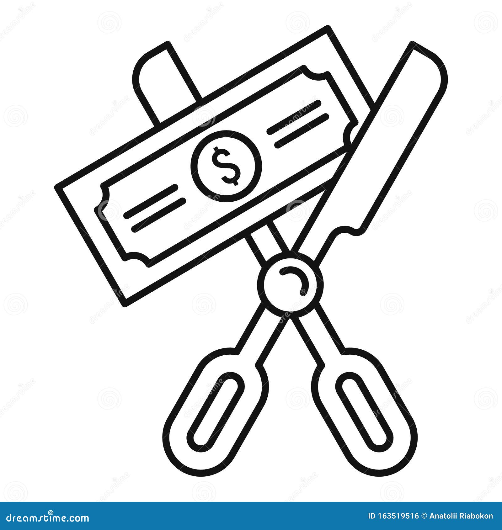 Scissors Cut Money Icon, Outline Style Stock Vector - Illustration of ...