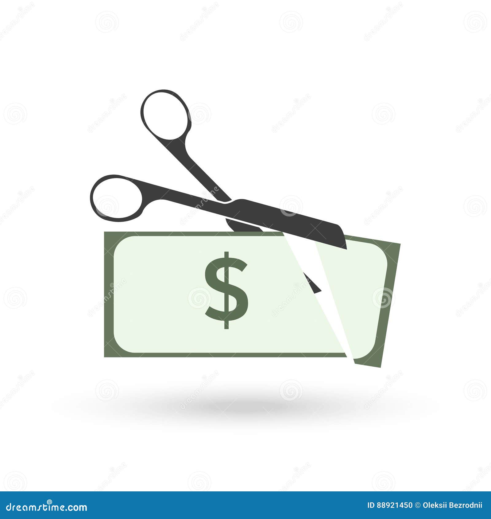 Scissors Cut Money Icon. Scissors Cut Dollar Banknote Stock Vector ...