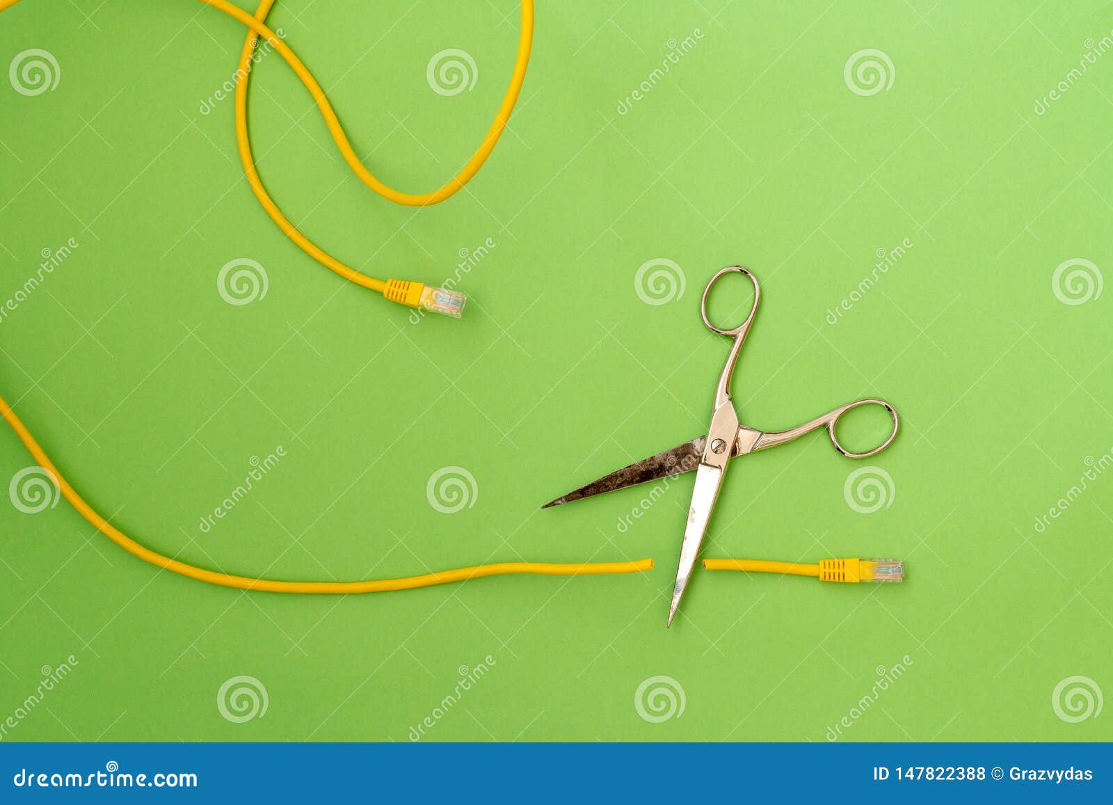 Scissors Cut the Network Cable Connector Stock Photo - Image of ...