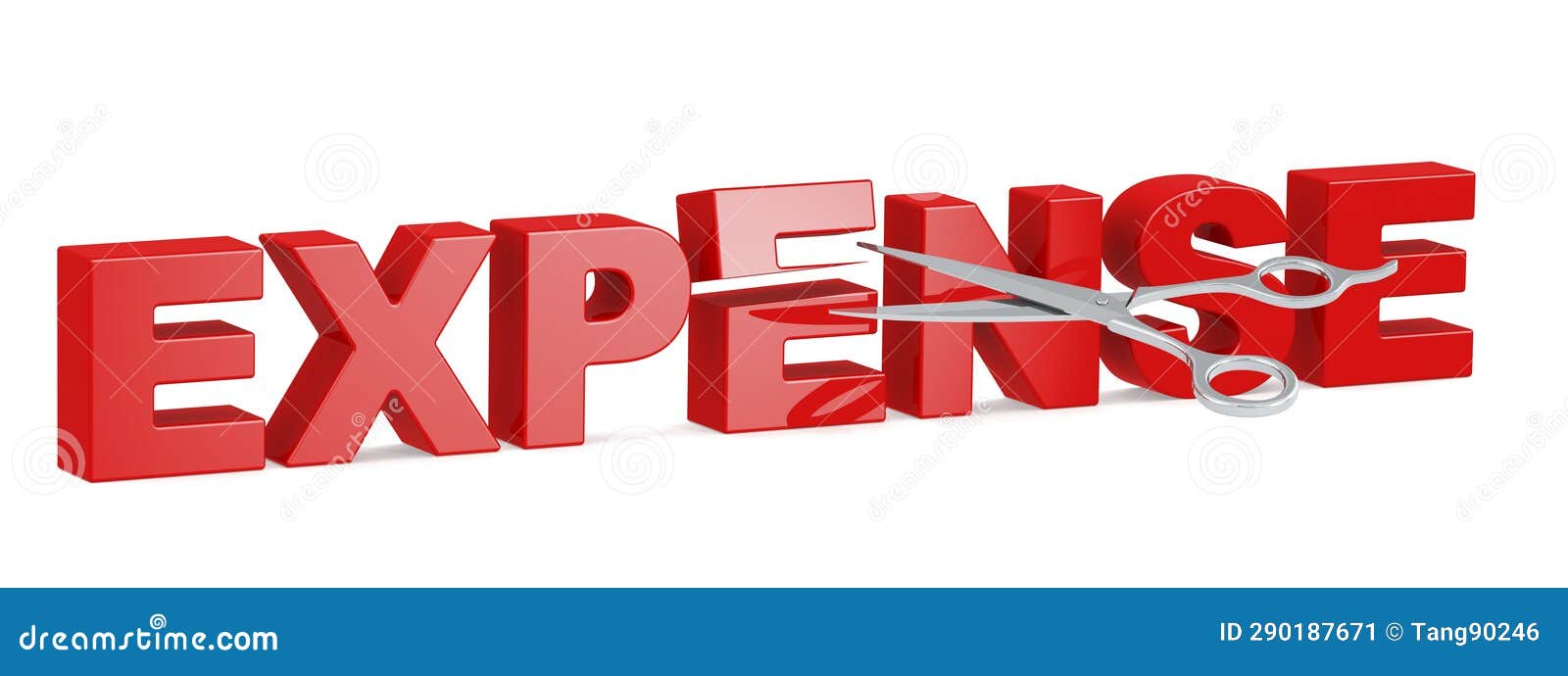Scissors Cut the Red Expense Word Stock Illustration - Illustration of ...
