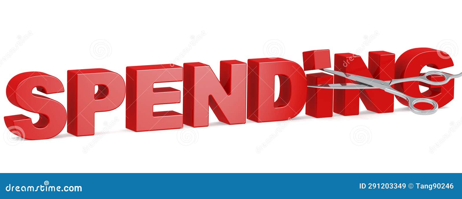 Scissors Cut the Red Spending Word Stock Illustration - Illustration of ...