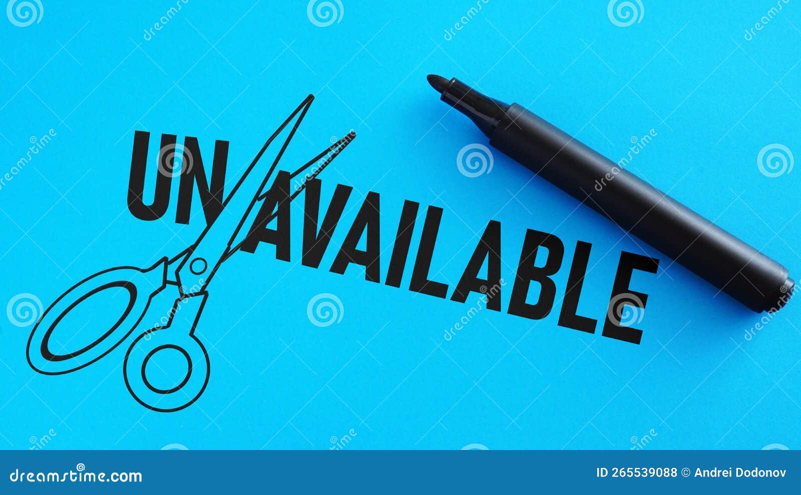 Scissors Cut the Word Available from Unavailable. Stock Photo - Image ...