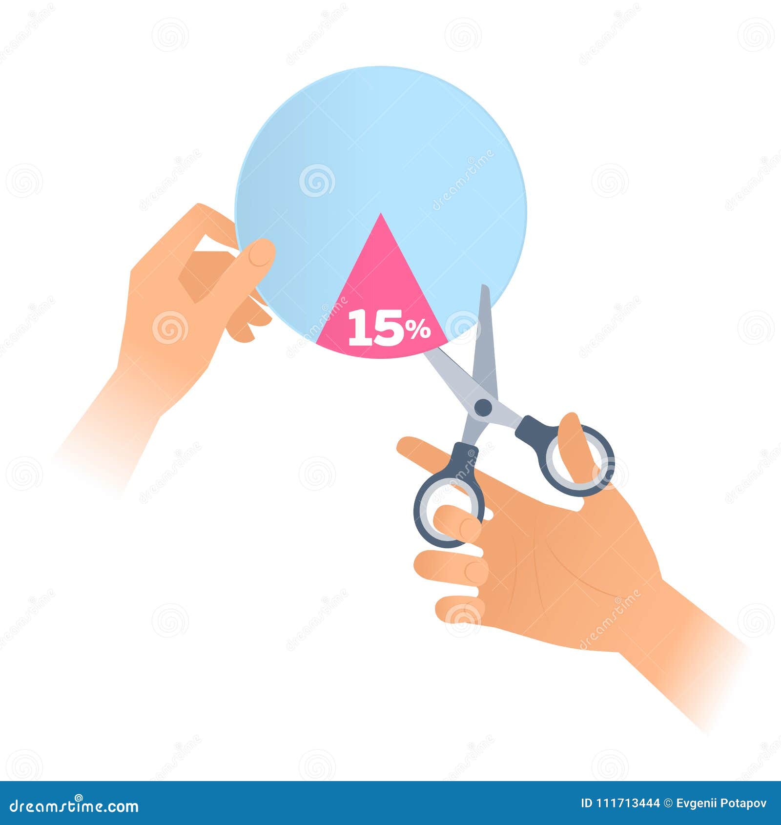 A Scissors Cuts a 15 Percent Piece of Pie Chart Off. Stock Vector ...