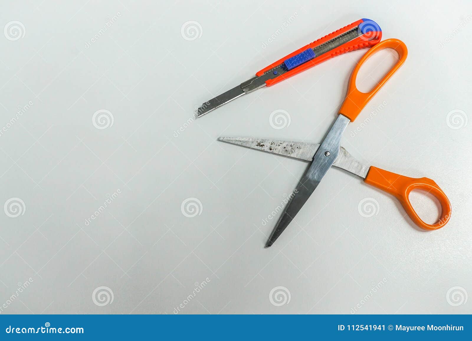 Scissors with Cutter for Office Stationary Stock Image - Image of iron ...