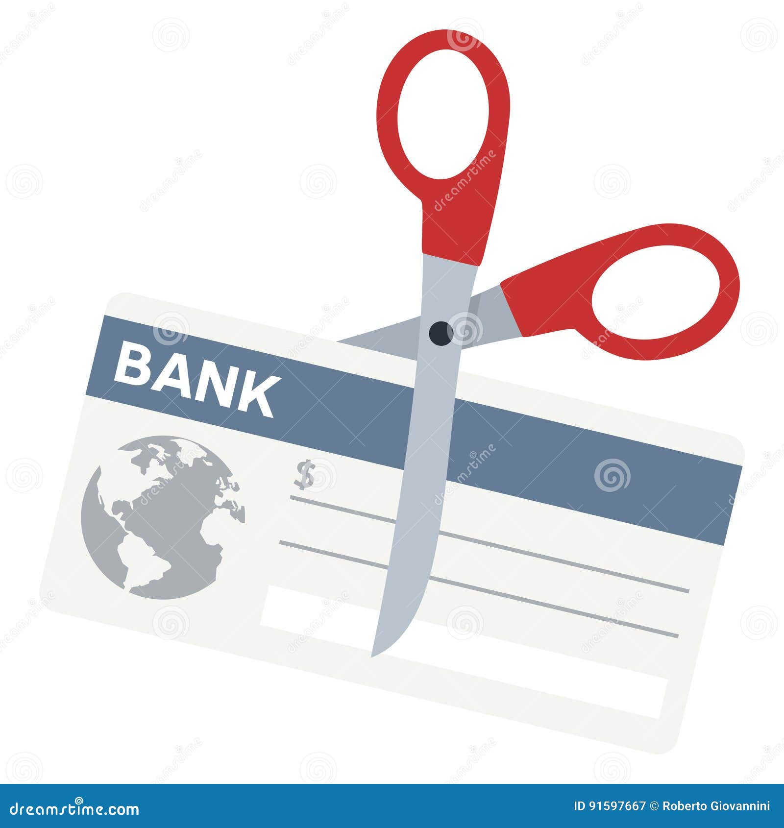 Scissors Cutting a Bank Check Flat Icon Stock Vector - Illustration of ...
