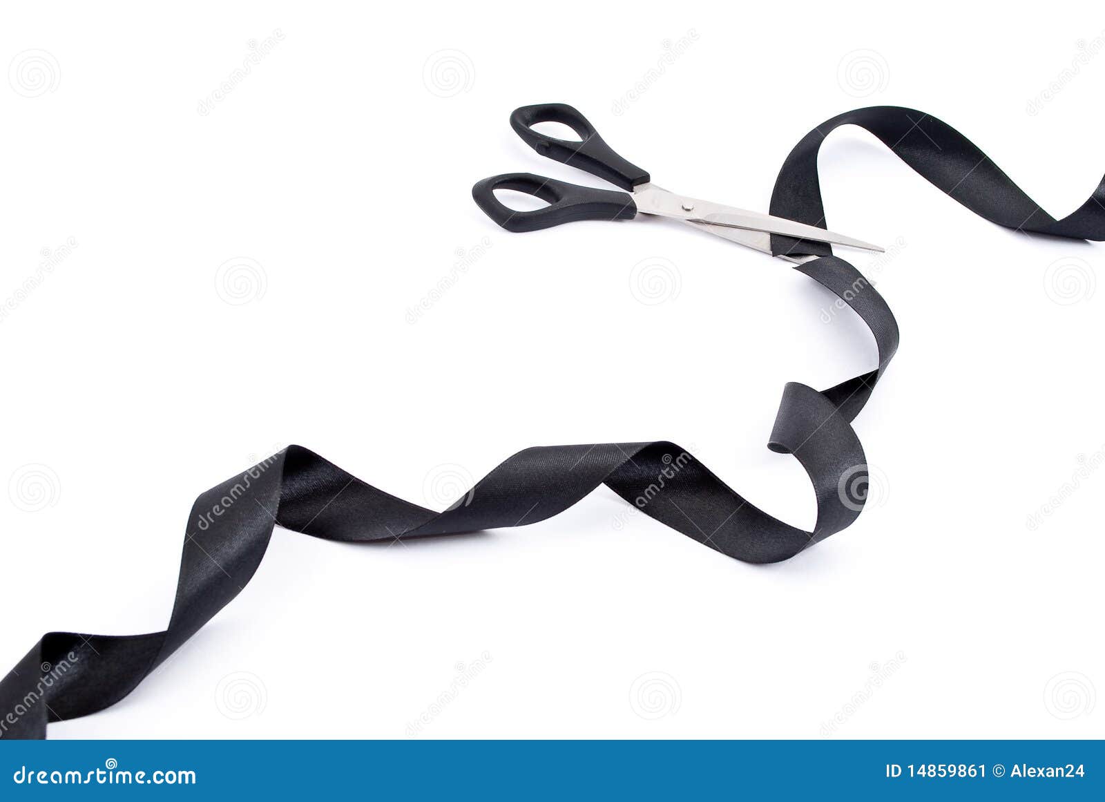 Scissors Cutting Black Ribbon Stock Image - Image of opening ...