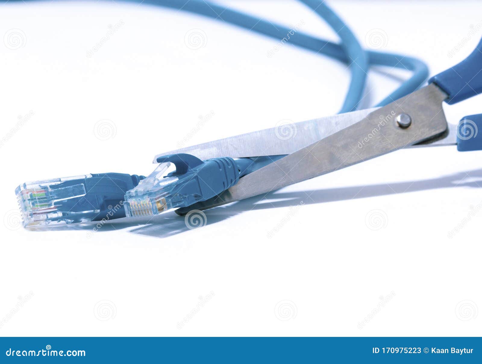 Cutting An Ethernet Cable Connected To An Internet Modem With A Wire ...