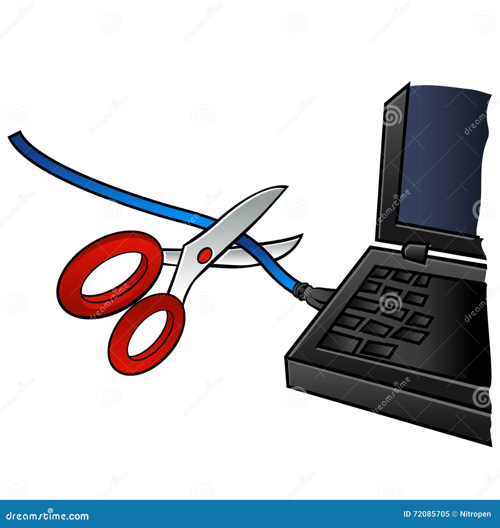 Scissors Cutting through a Coaxial Cable Stock Vector - Illustration of ...