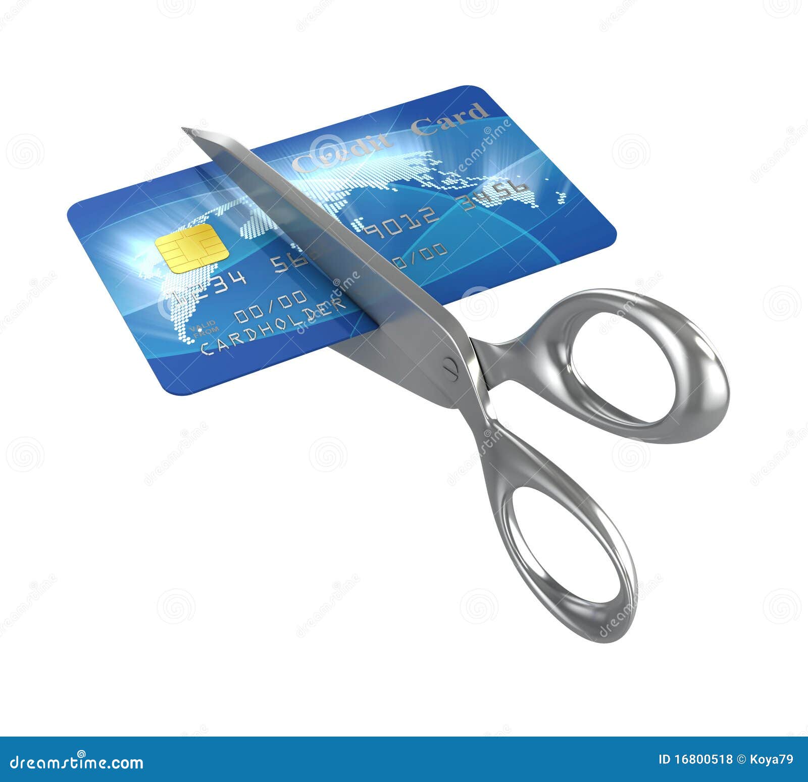 Scissors Cutting Credit Card Stock Illustration - Illustration of broke ...