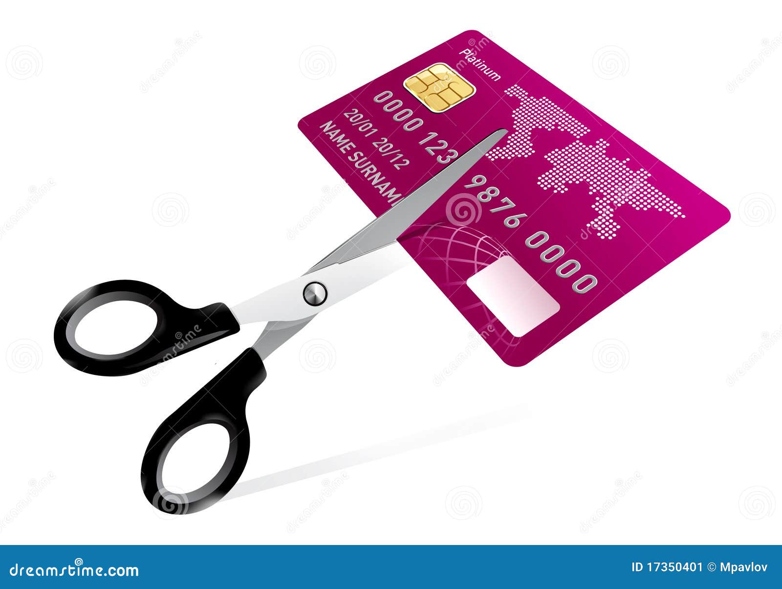 Scissors Cutting Credit Card Stock Illustration - Illustration of ...