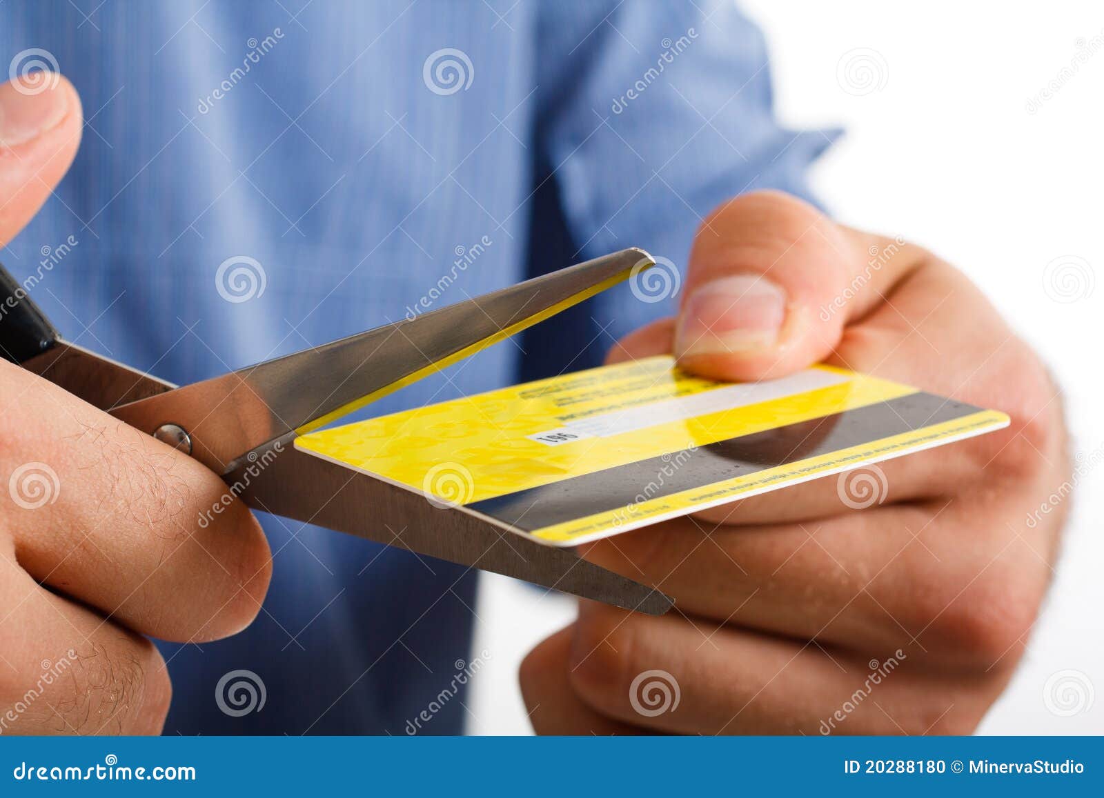 Scissors Cutting a Credit Card Stock Photo - Image of economy, service ...