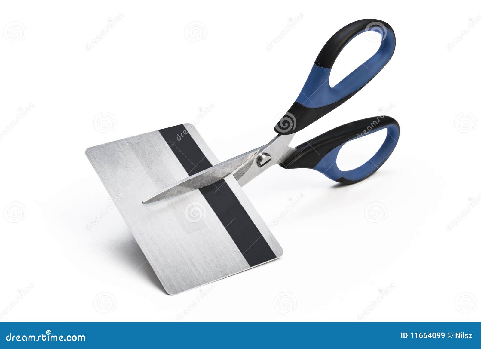 Scissors Cutting Credit Card in Halves Stock Image - Image of interest ...
