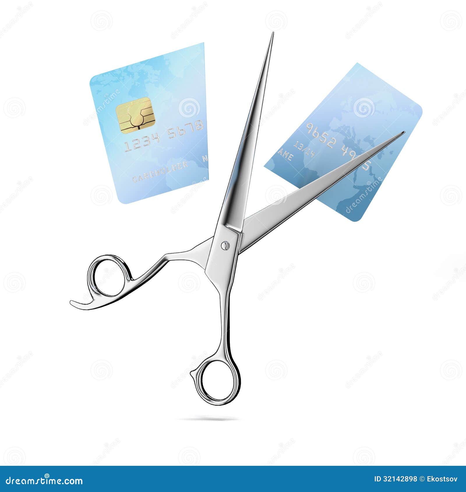 Scissors Cutting a Credit Card Stock Illustration - Illustration of ...